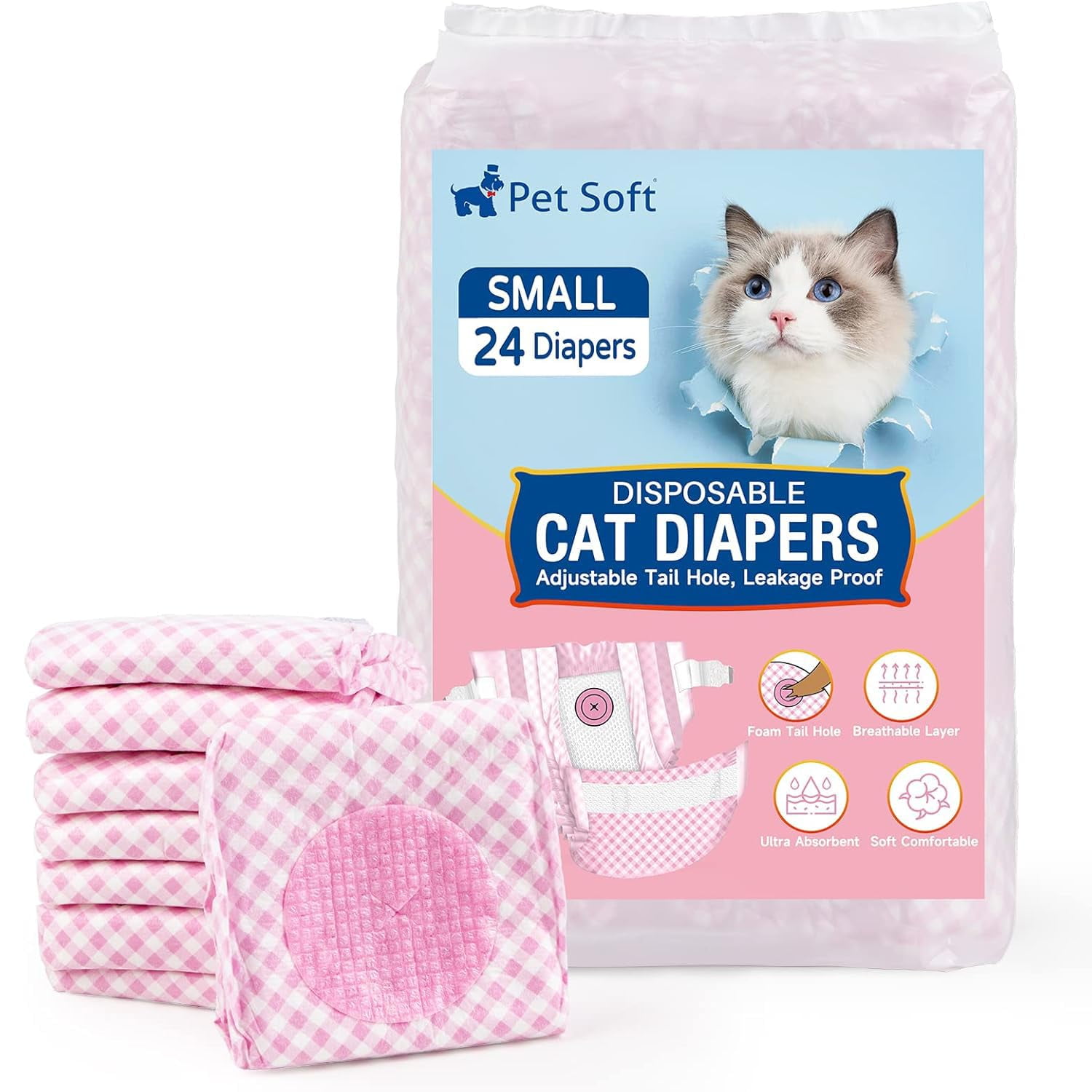 Pet Soft Disposable Cat Diapers HYZ01 - Diapers for Female & Male Cats ...