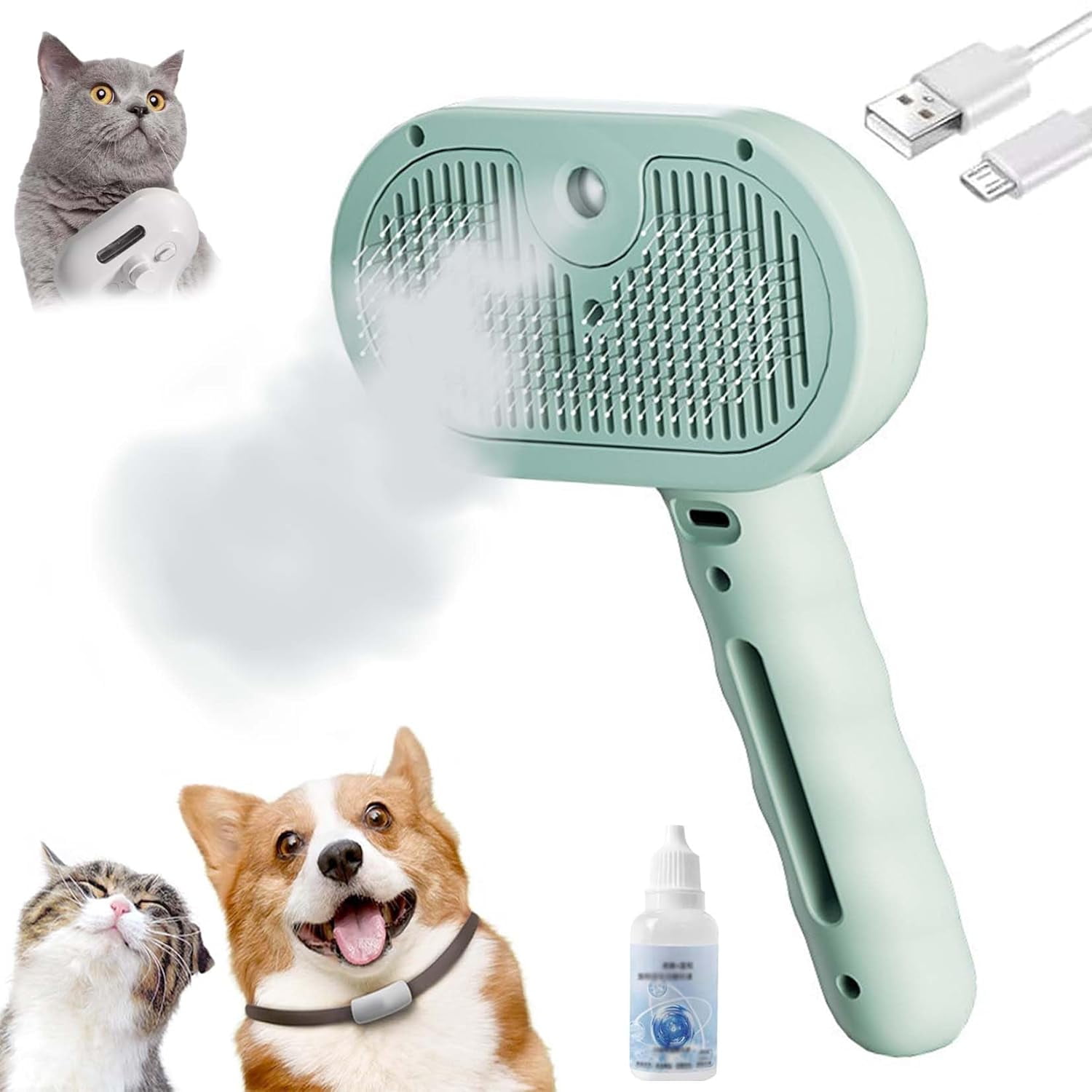 Pet Spray Hair Removal Comb, Pet Grooming Brush with Spray for Cats ...