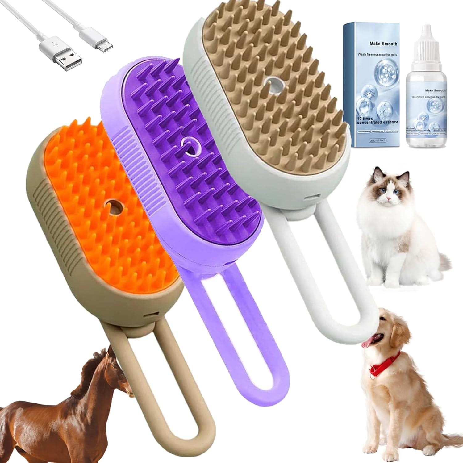 Pet Spritz Defur Comb, 2025 NEW Puffease Spritz Defur Comb, 3-In-1 Puff ...