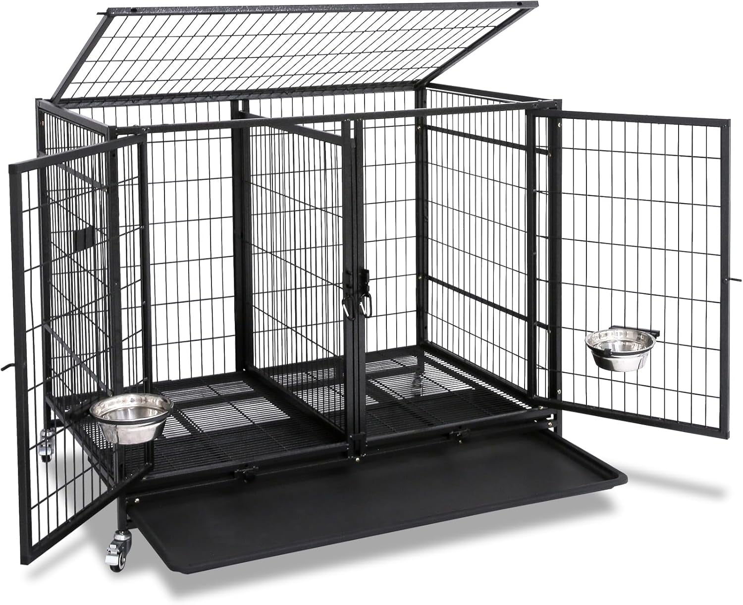 Pet Stackable 43 inch Dog Crate Cage Kennel Indoor with Divider, 2X ...