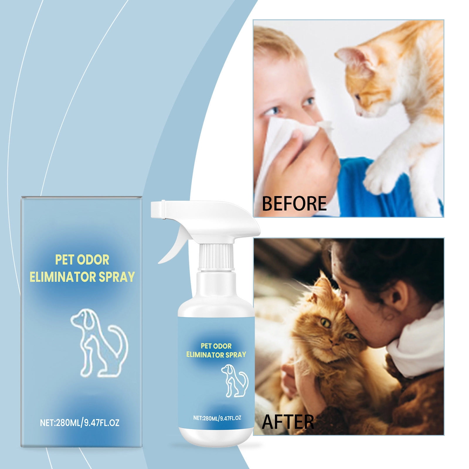 Pet Stain Remover & Deodorant Spray | 280ml Odor Neutralizer for Litter ...