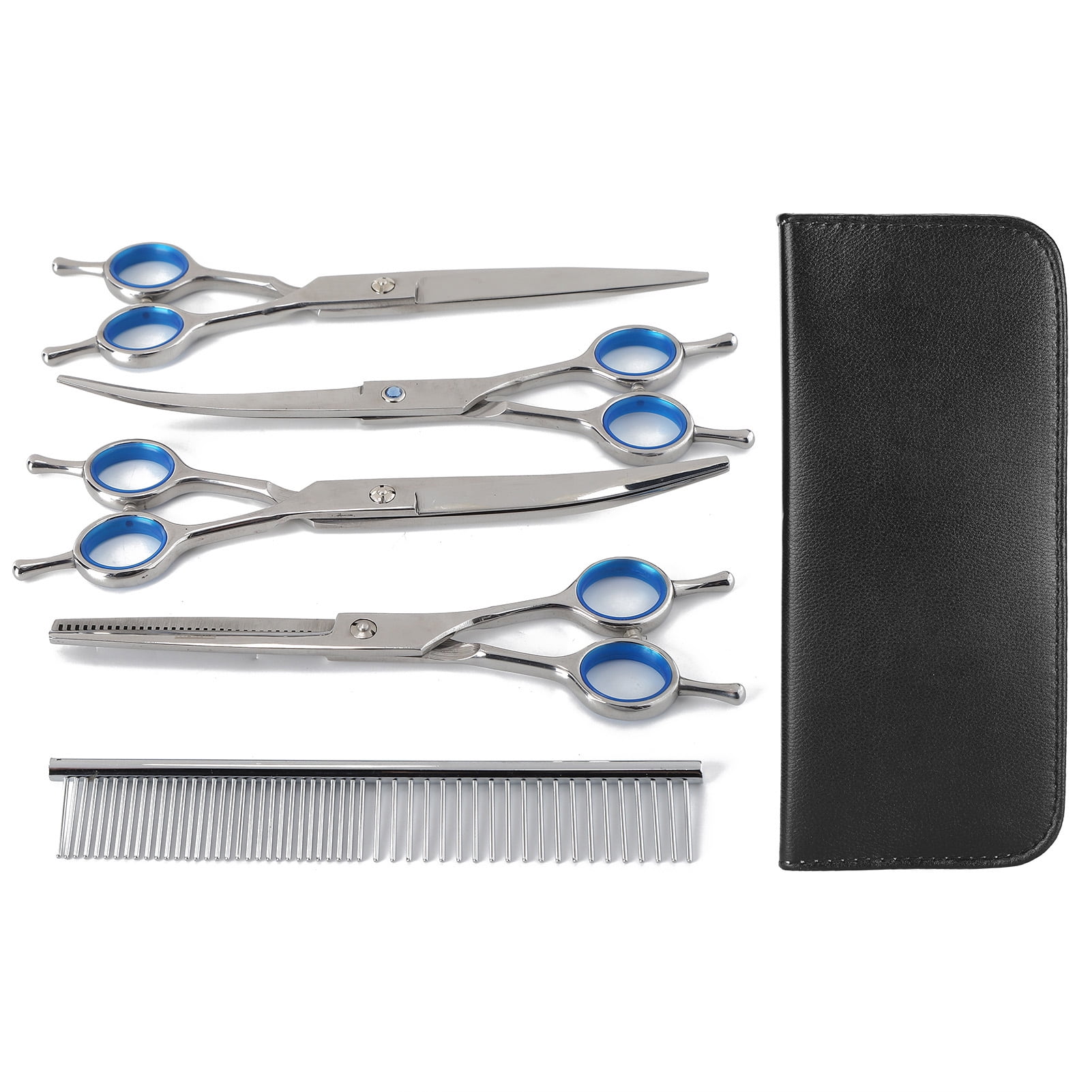Pet Stainless Steel Scissors Kit Hair Straight Curved Thinning Scissors ...