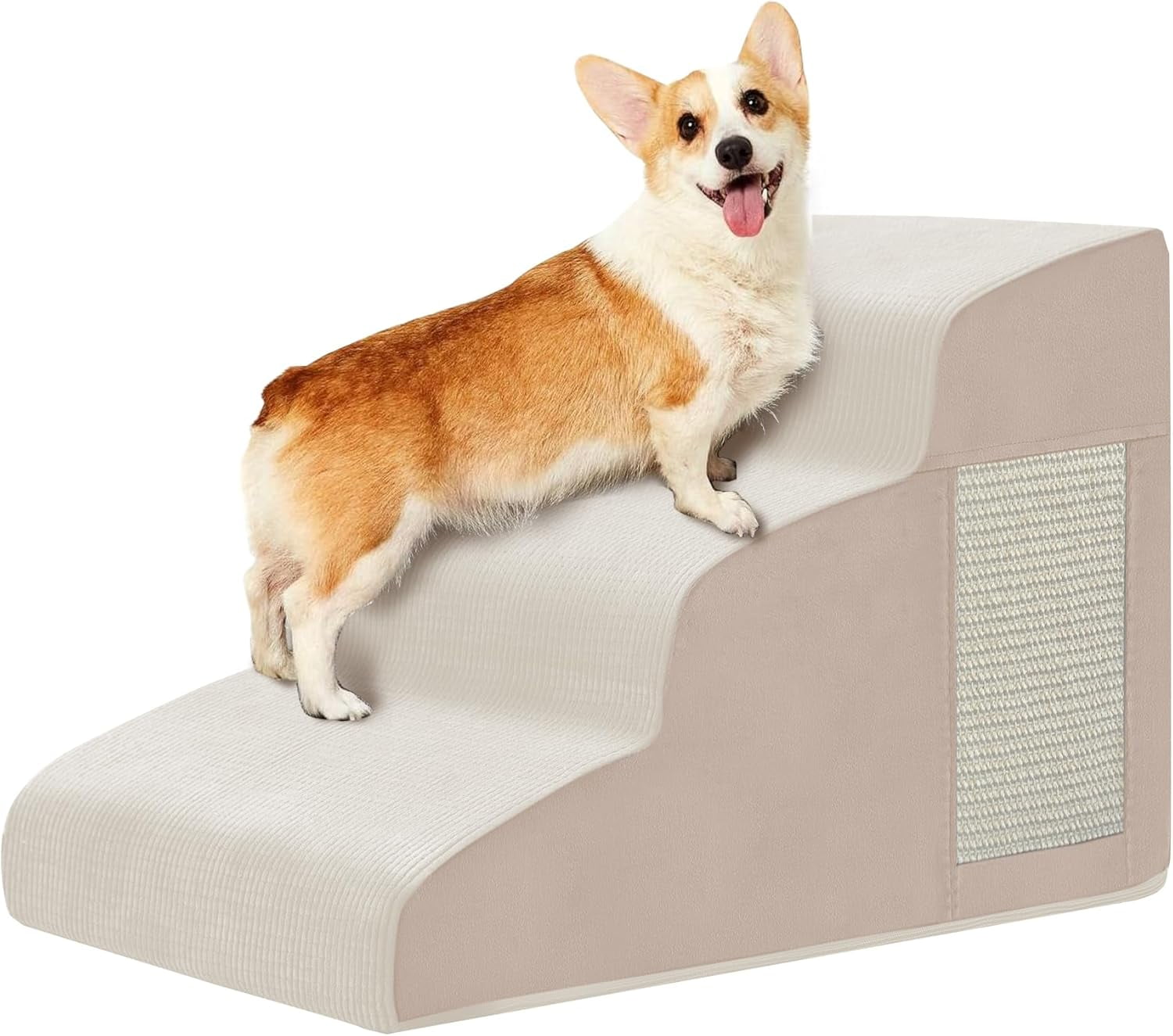 Pet Stairs for Small Dogs - 3-Step Curved Dog Ramp for Bed, Couch, Sofa ...