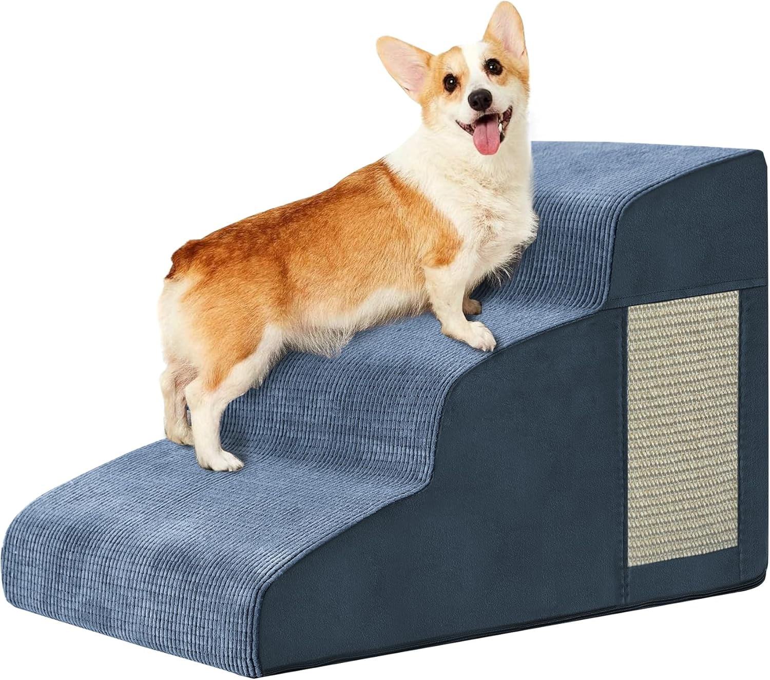 Pet Stairs for Small Dogs - 3-Step Curved Dog Ramp for Bed, Couch, Sofa ...