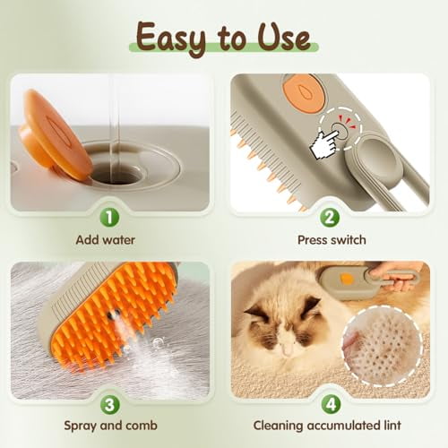 Pet Steam Groomer Brush, 2025 New 3 in 1 Steam Cat Steam Brush for ...