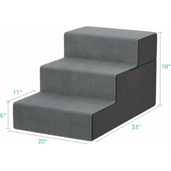 Pet Steps for Large Dogs and Cats, 3-Step Extra Wide Ramp for High Beds ...