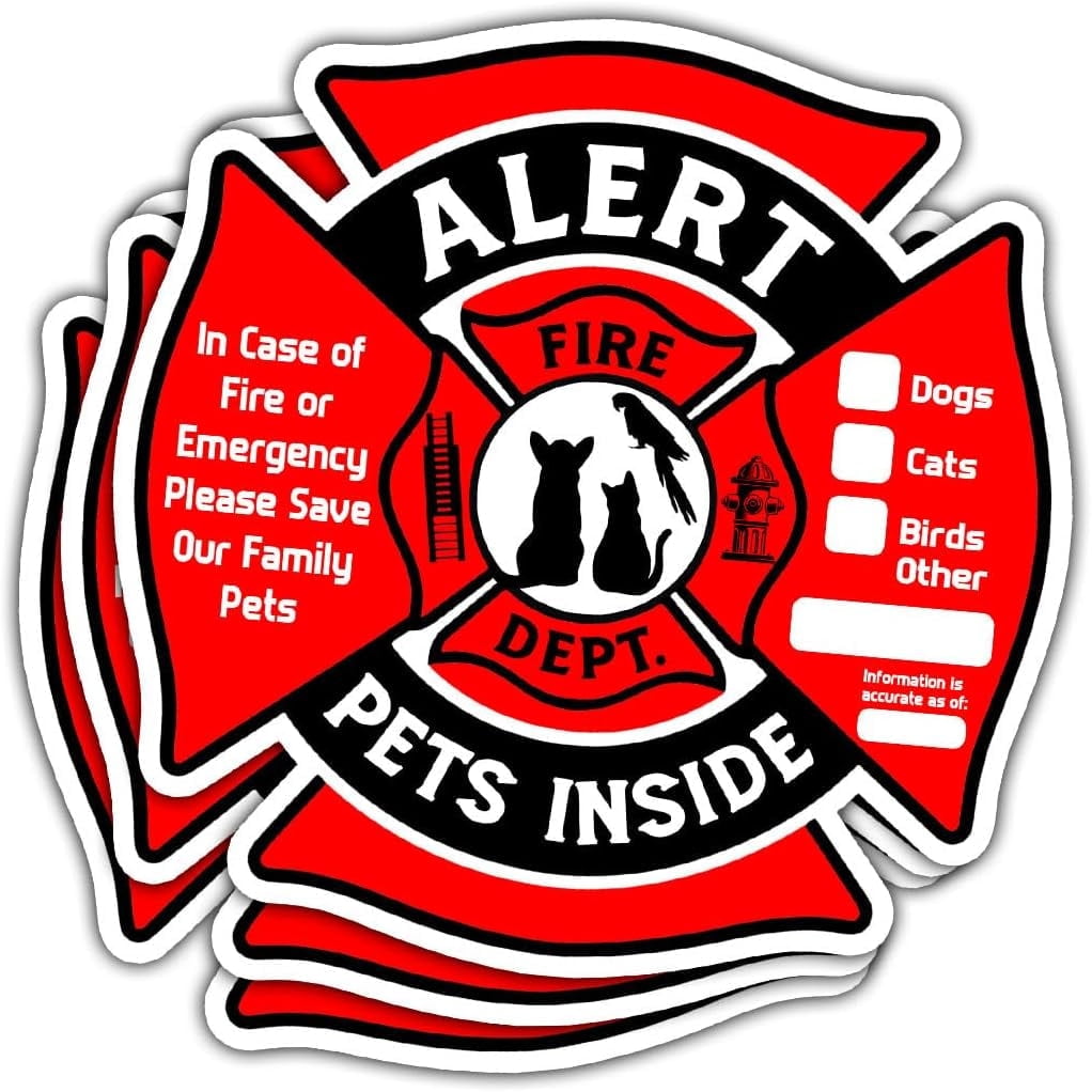 (3Pcs) Pet Stickers for Firefighters, Dog Inside in Case of Fire Or ...