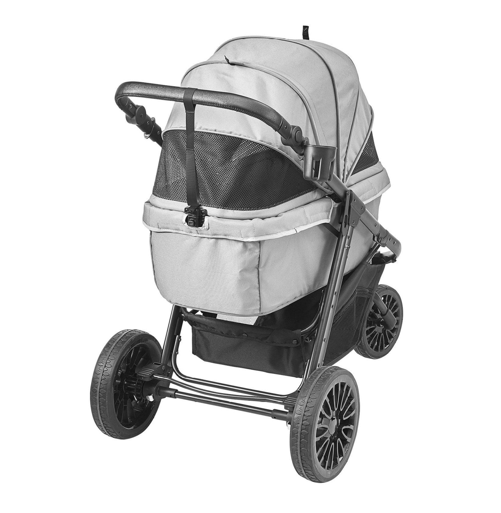 Pet Stroller, 3 PU Wheels Dog Stroller Rotate with Brakes, 75 lbs ...