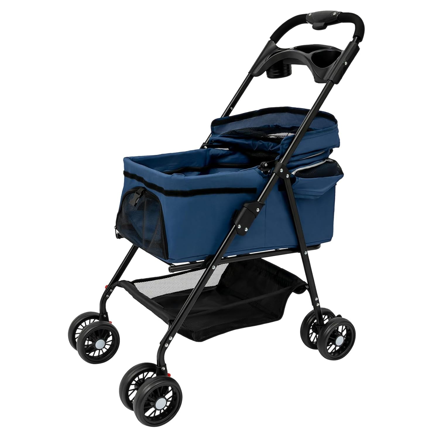 Pet Stroller 4 Wheels Dog Cat Stroller for Up to 44lbs Small Medium ...