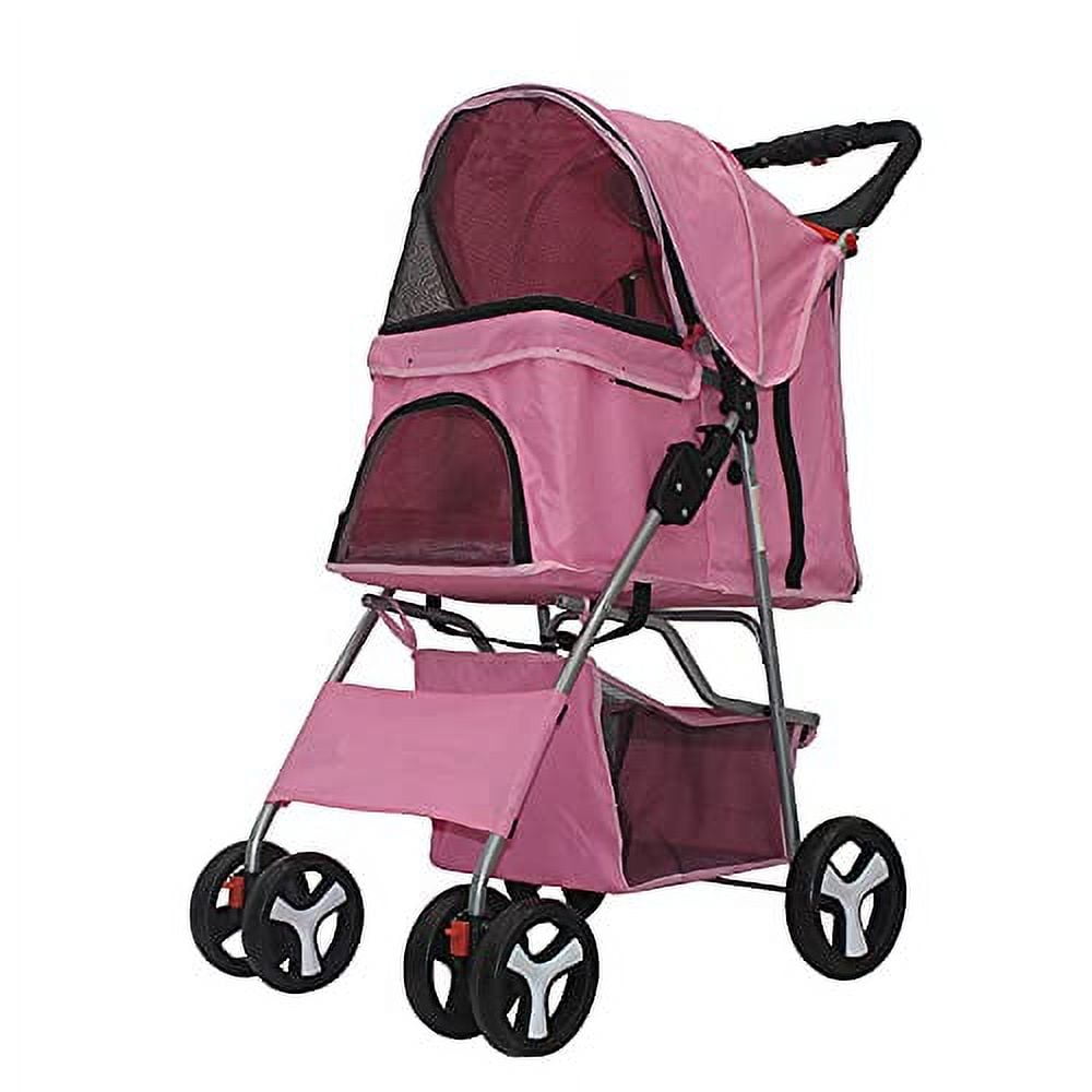 Pet Stroller 4 Wheels Folding Breathable Portable Travel Cat Dog ...