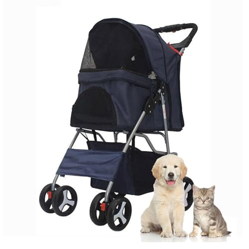 Pet Stroller 4 Wheels, Multifunction Dog Cat Jogger, Folding ...