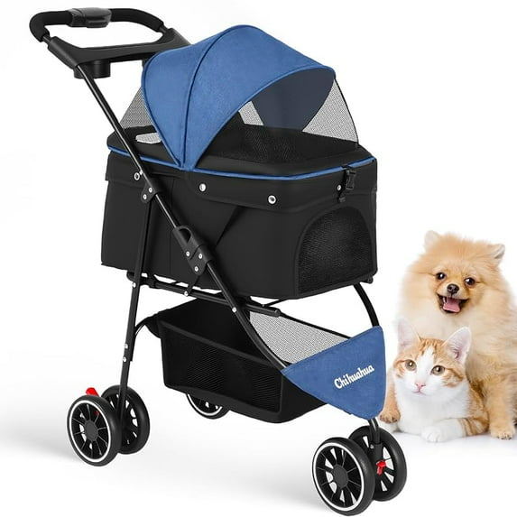 Pet Stroller,Dog Stroller for Small Medium Dogs Cats,3 Wheels,Foldable ...