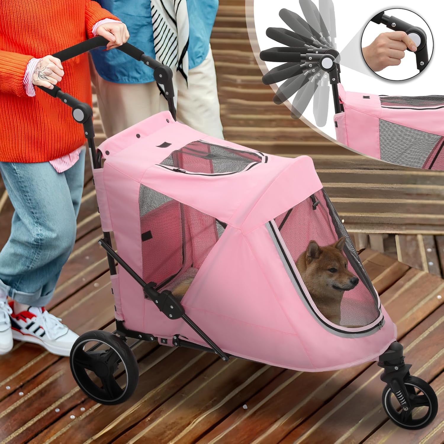 Pet Stroller for Large Dogs or Multiple Dogs Cats with Adjustable ...