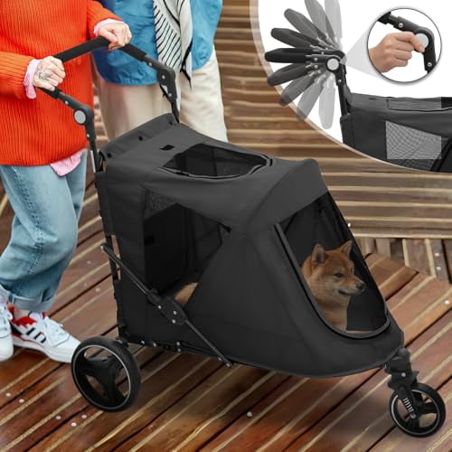 Pet Stroller for Large Dogs or Multiple Dogs Cats with Adjustable ...