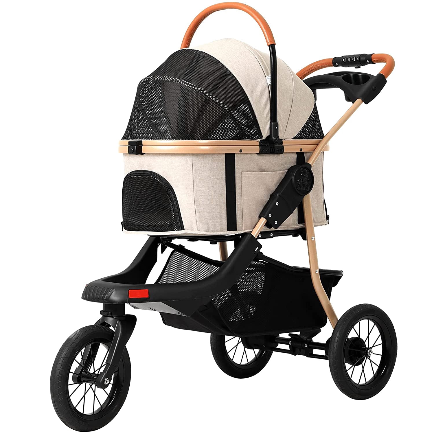 Pet Stroller, Premium 3-in-1 Large Dog Stroller for Cats/Dogs with ...