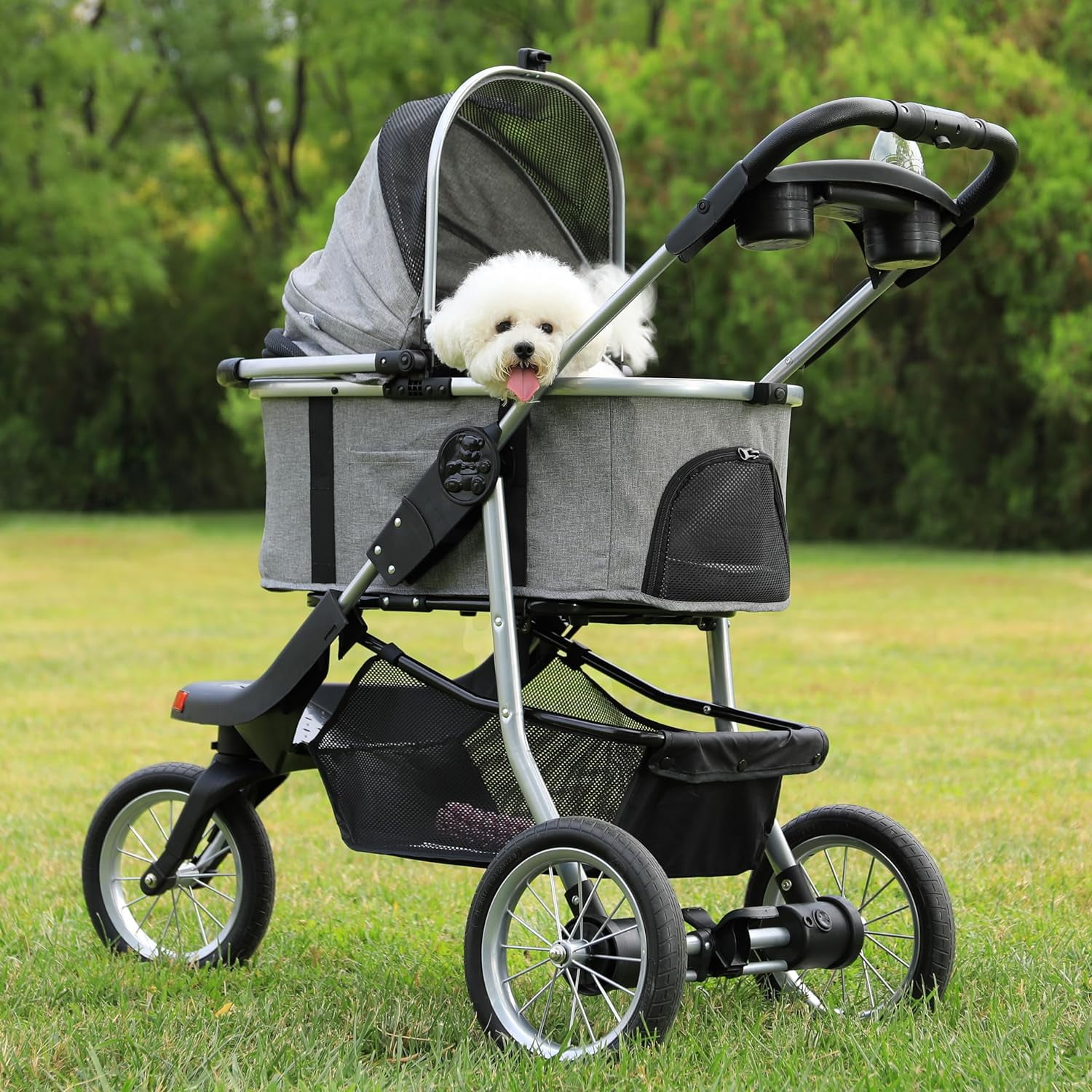 Pet Stroller, Premium 3-in-1 Large Dog Stroller for Cats/Dogs with ...