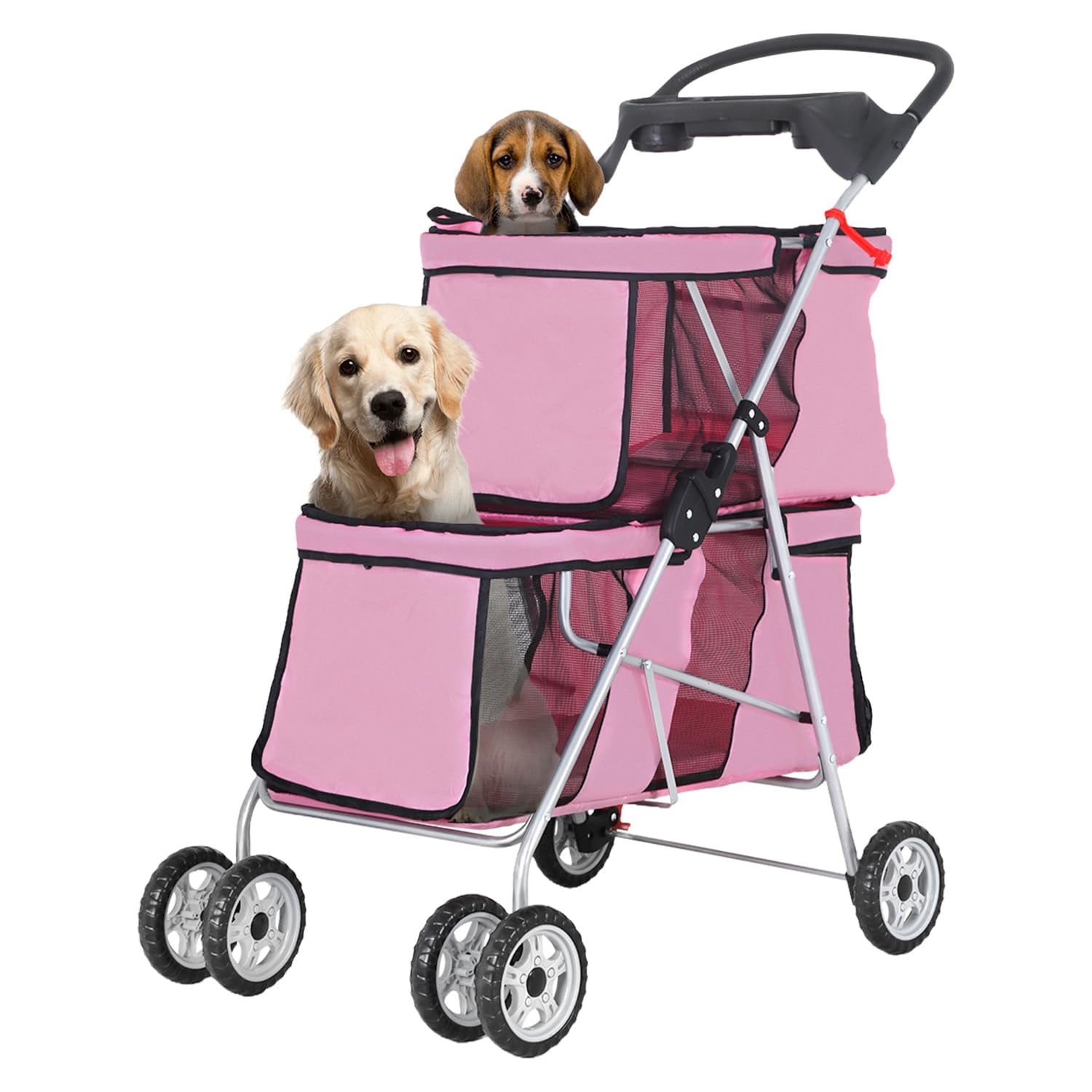 Pet Stroller for Small and Medium Dog Cats, Two-Seater Pet Cart Double ...