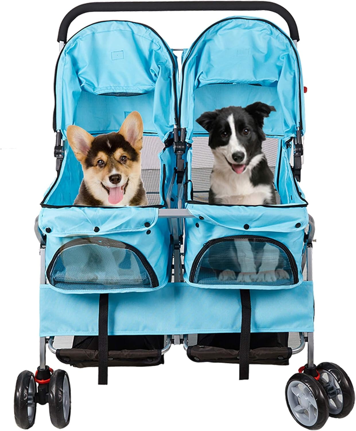 Pet Stroller Twin Folding Dog Cat Carrier Travel Cart, Multiple Colors ...