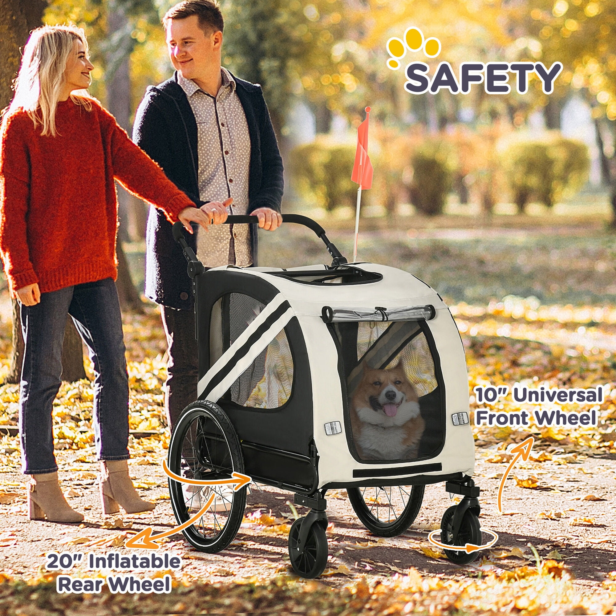 Pet Strollers Aosom 2-in-1 Pet Bike Trailer for Small Dogs, Road ...