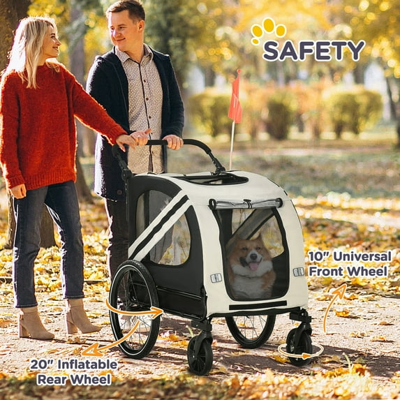 Pet Strollers Aosom 2-in-1 Pet Bike Trailer for Small Dogs, Road-Visibility Bicycle Stroller ...