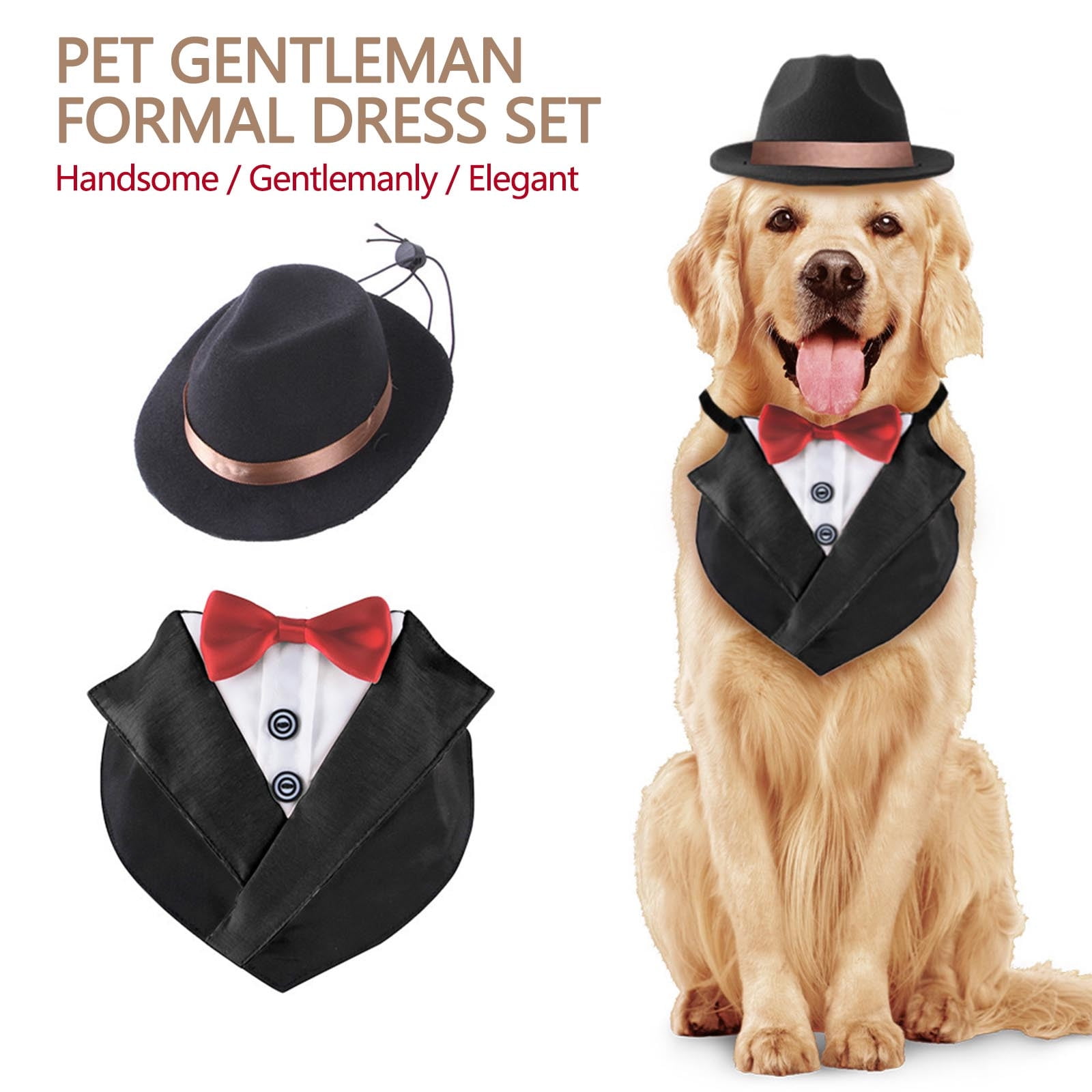 Pet Suit Tie Adjustable Soft Friendlyeasy To Clean Golden Teddy Bear ...