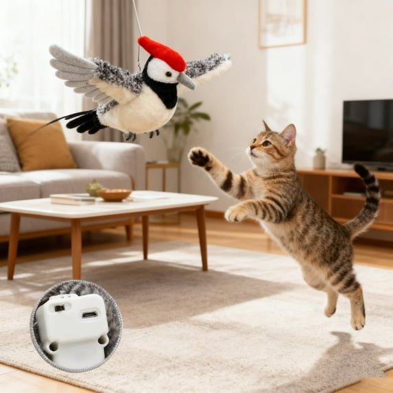 Pet Supplies - Interactive Chirping Bird Cat Toy, Flapping Bird Cat Toy ...