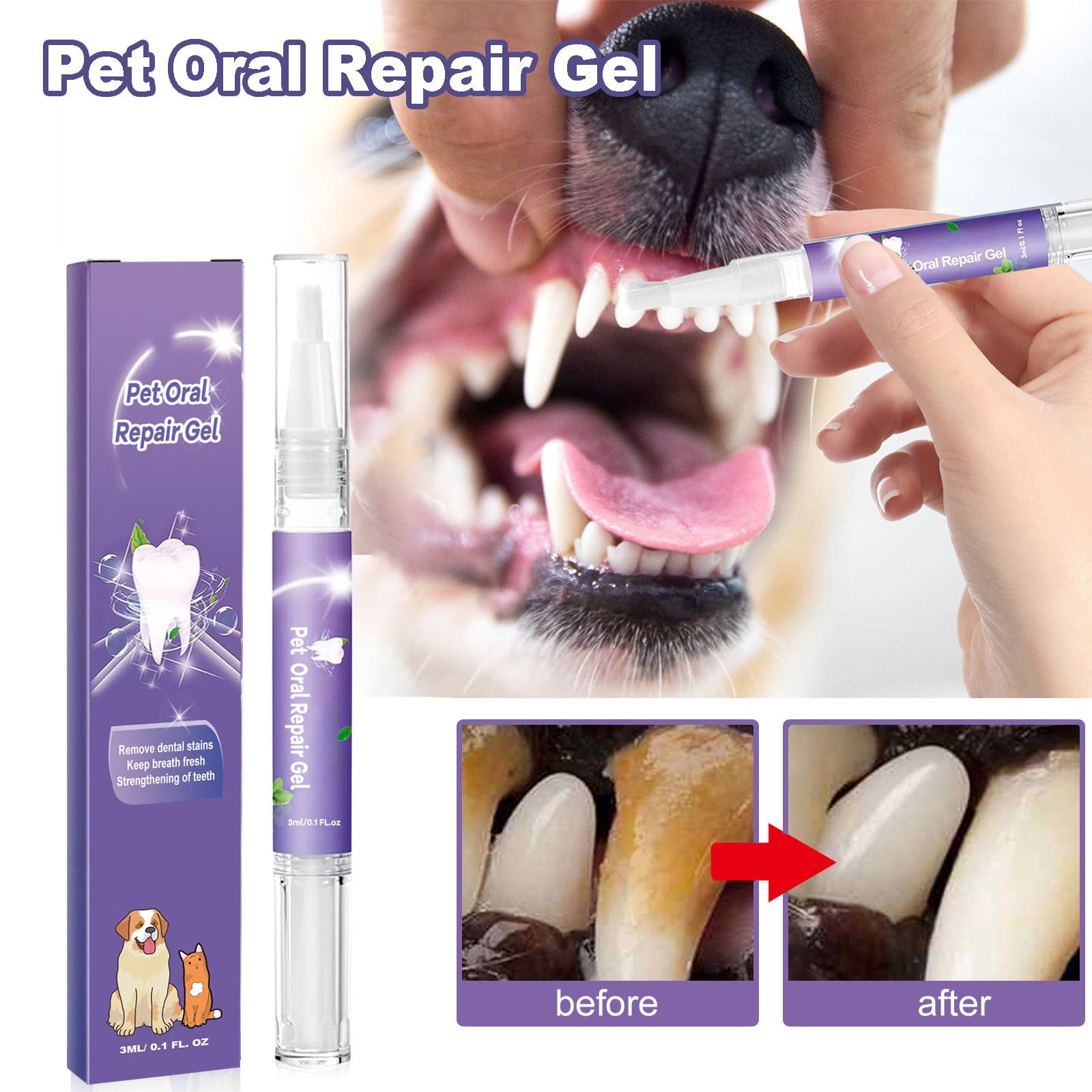 Pet Supplies Oral Care Gel for Dogs & Cats - Deep Teeth Cleaning and ...