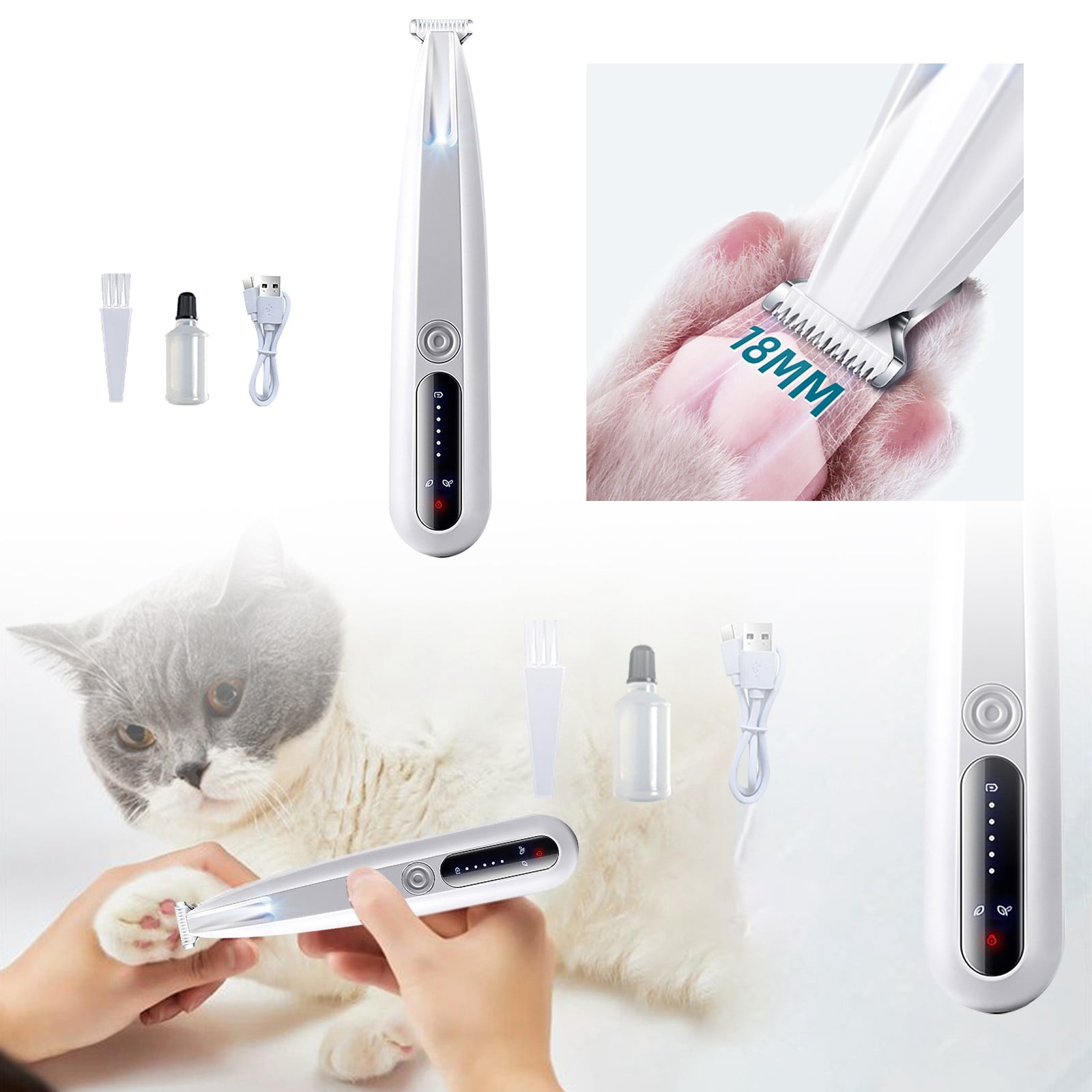 Pet Supplies Pet Micro Precision Trimmer with LED Light Rechargeable ...