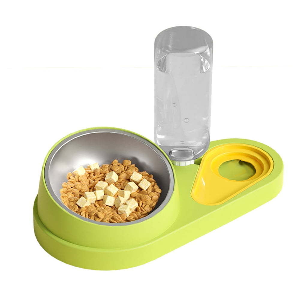 Pet Tableware Dog Food Bowl Automatic Water Bottle Dispenser Tilted ...