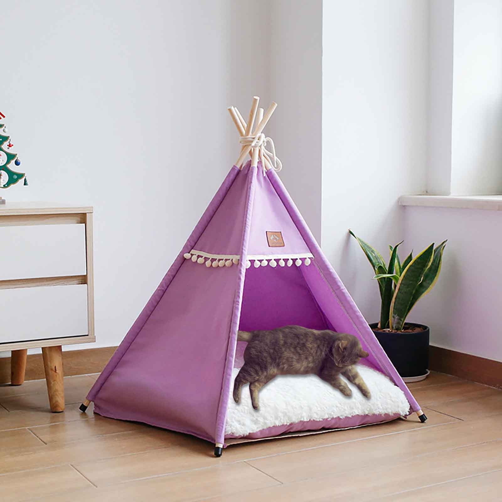 Pet Teepee Dog & Puppy Cat Tents Bed Portable Houses for Pets Up to ...