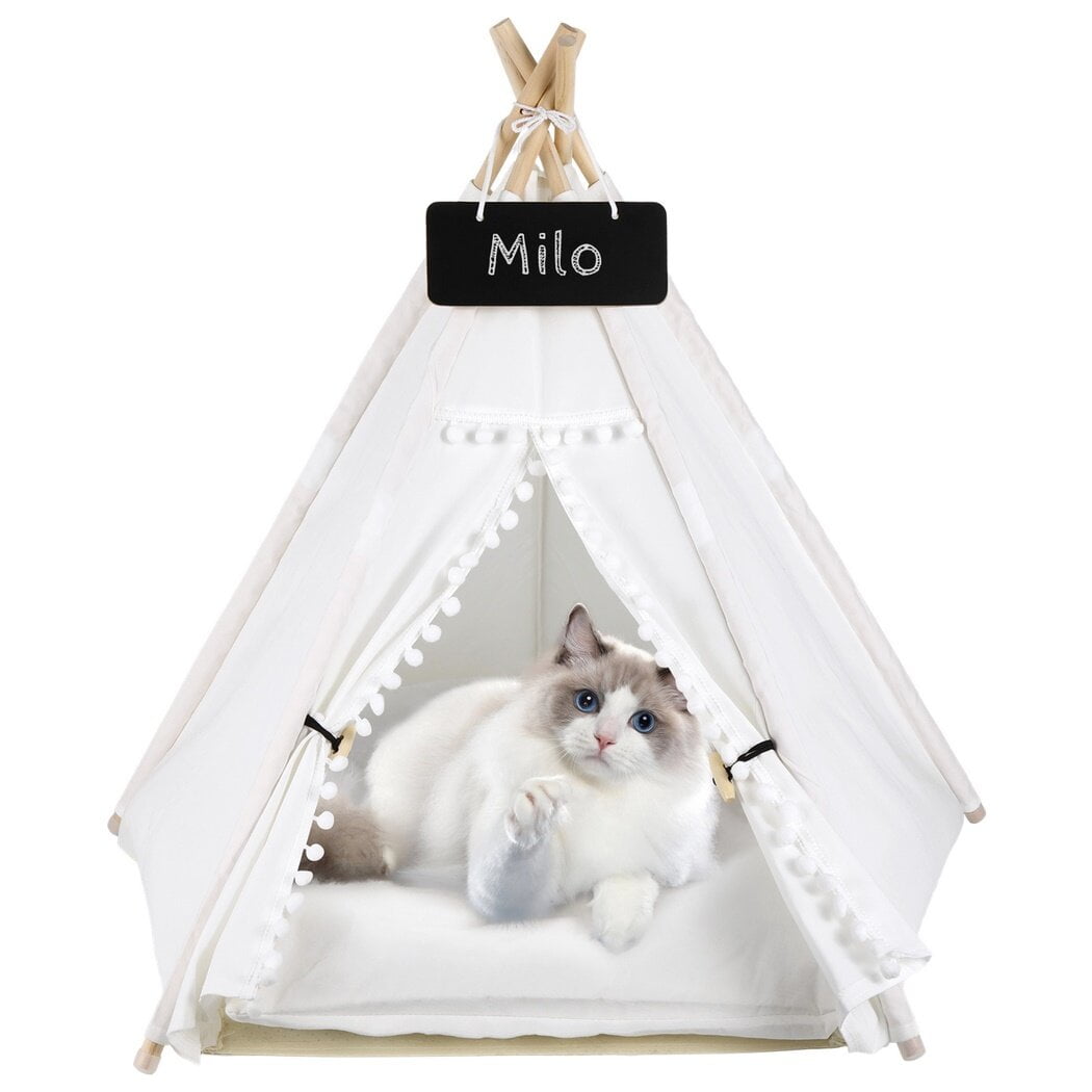 Pet Teepee for Cats Dogs, Portable Teepee Tent with Thick Cushion ...