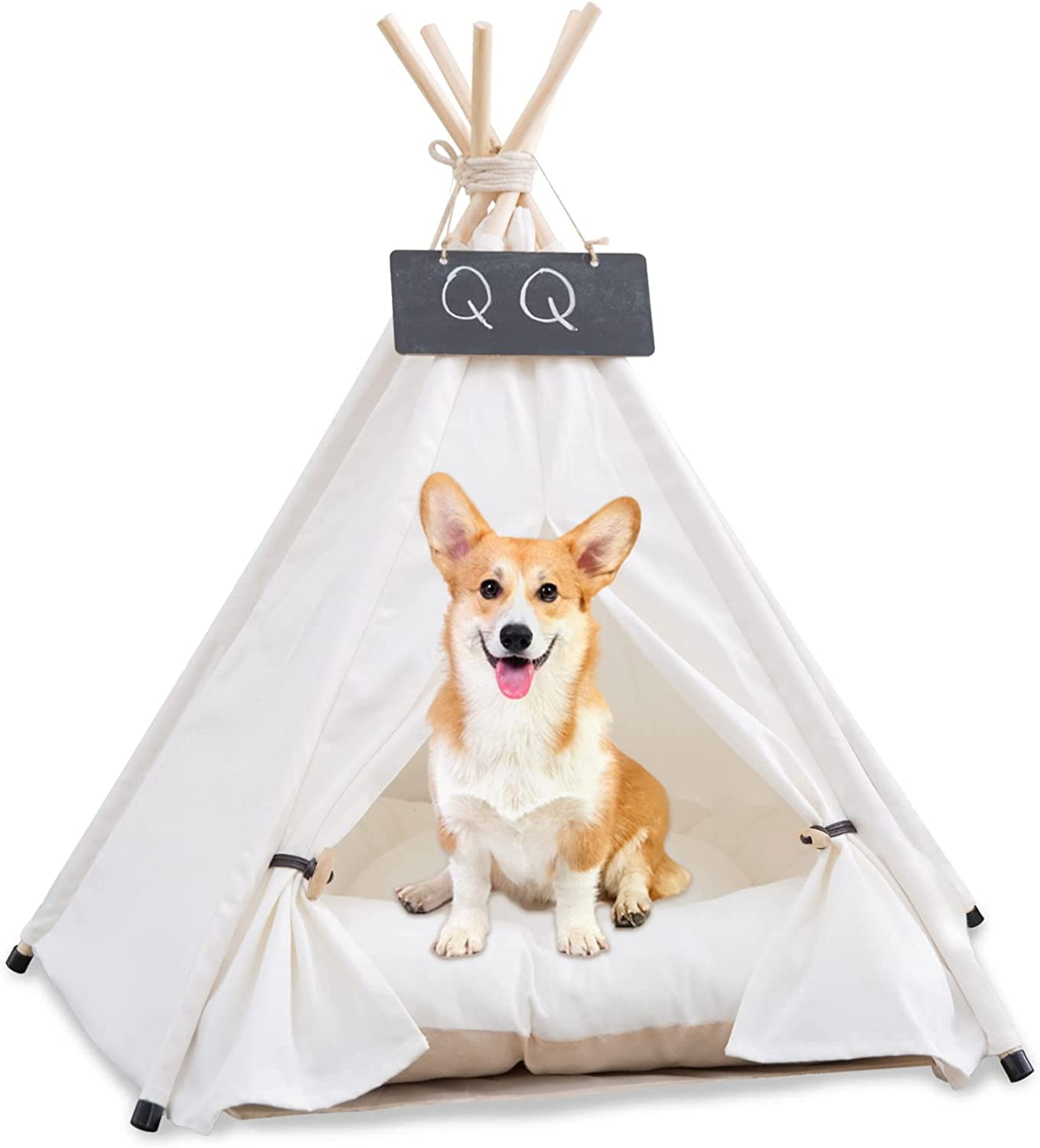 Pet Teepee with Cushion for Dogs and Cats Puppies House with Bed Pet ...