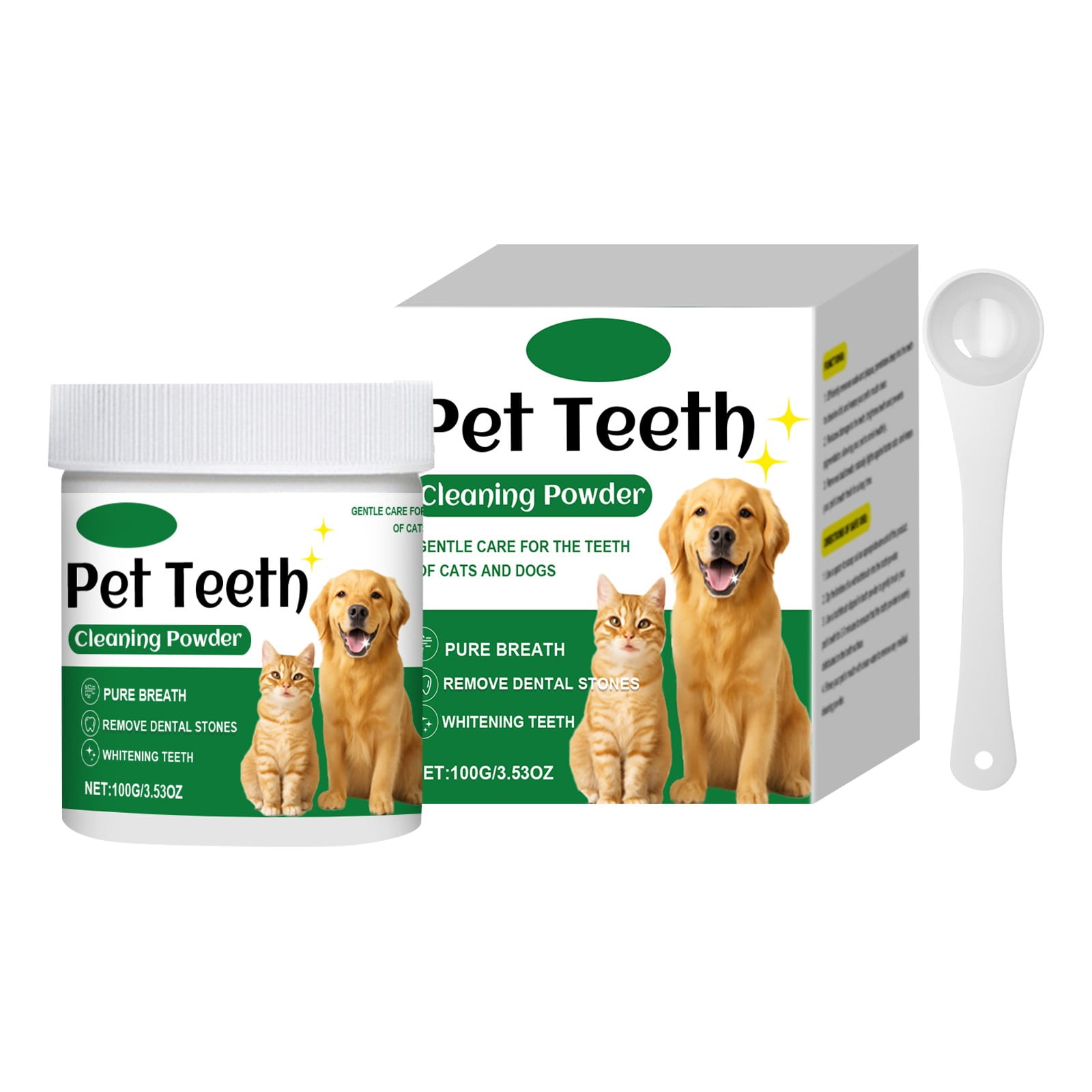 Pet Teeth,cat And Dog Oral Care Powder, Freshens Breath,dirt And Plaque ...