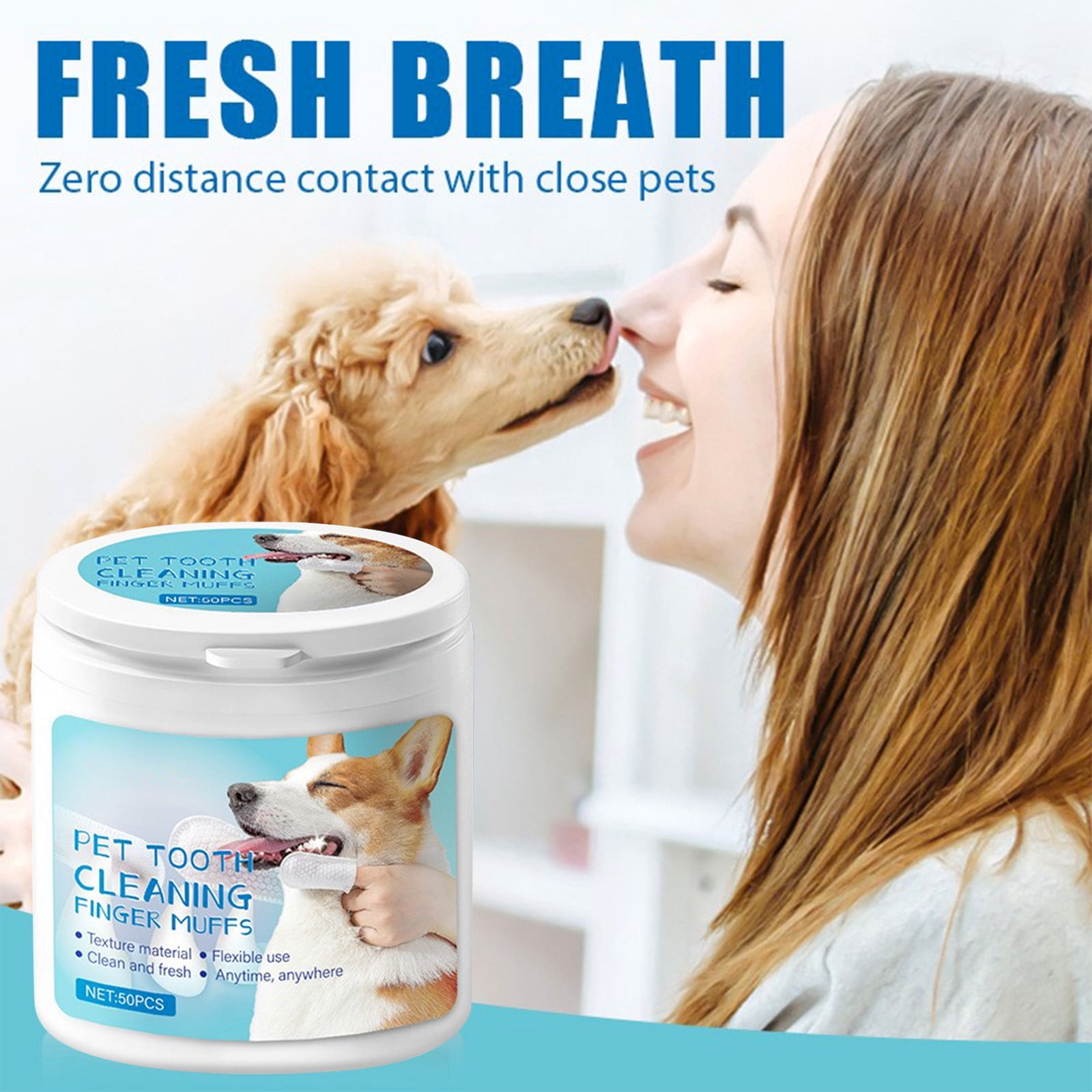 Pet Tooth Cleaning Finger Muffs 50 Pcs, Dog Finger Toothbrush ...