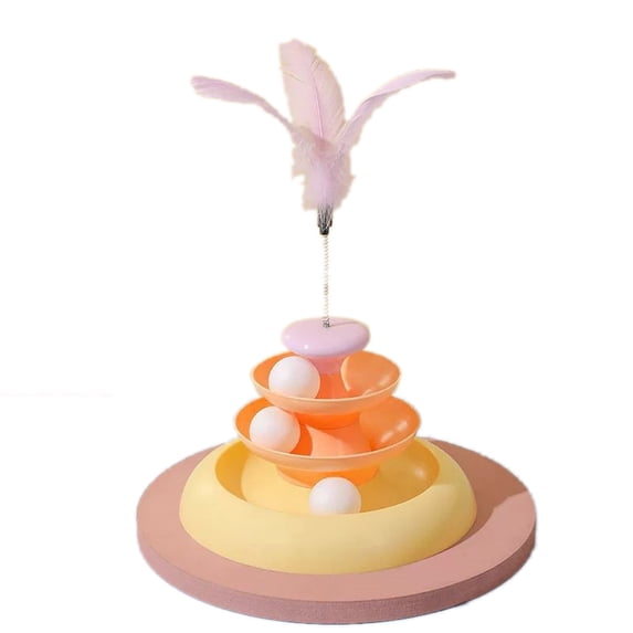 Pet Toys Cat Roller Indoor Track Toy with Feather 3-Layer Turntable Cat ...