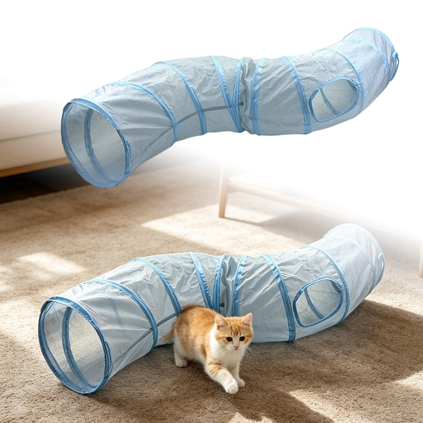 Pet Toys Rabbit Tunnels & Tubes Collapsible 3 Way Tunnel Bunny Hideout ...