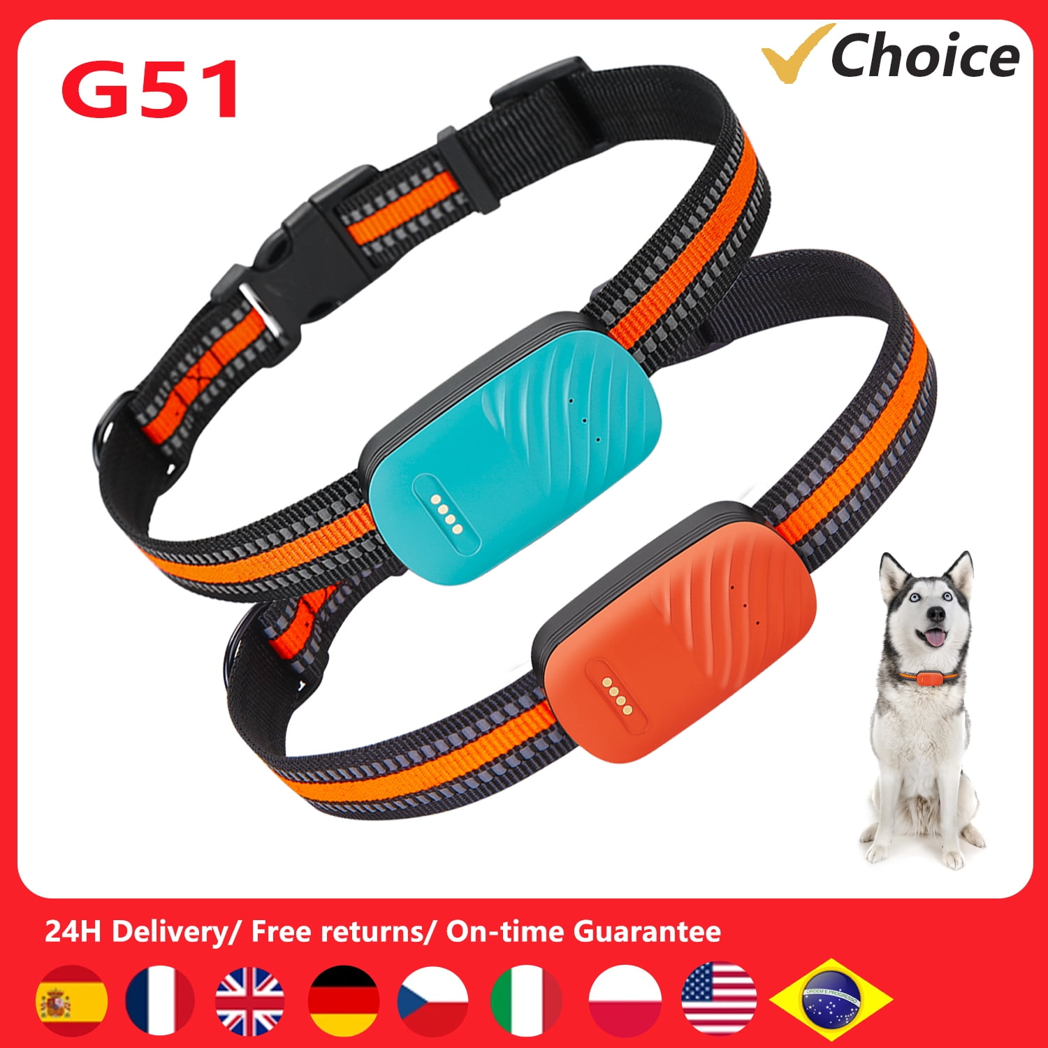 Pet Tracker GPS Electronic Fence Dog Cat Collar Lost Prevention 90-Day Trajectory Storage Guard ...
