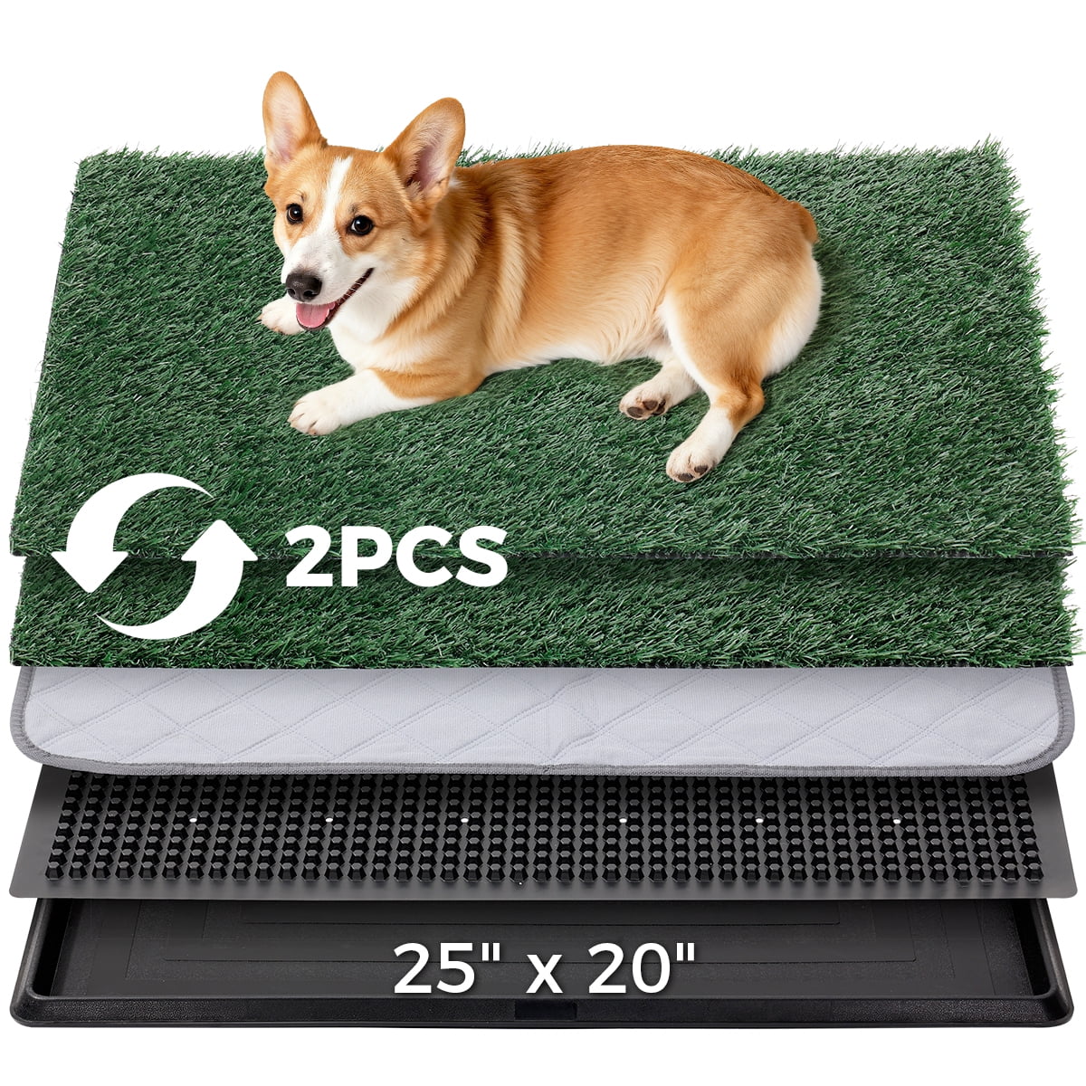 DOMIPET Dog Grass Pad with Tray, 23"x18", 2 Reusable Artificial Turf ...