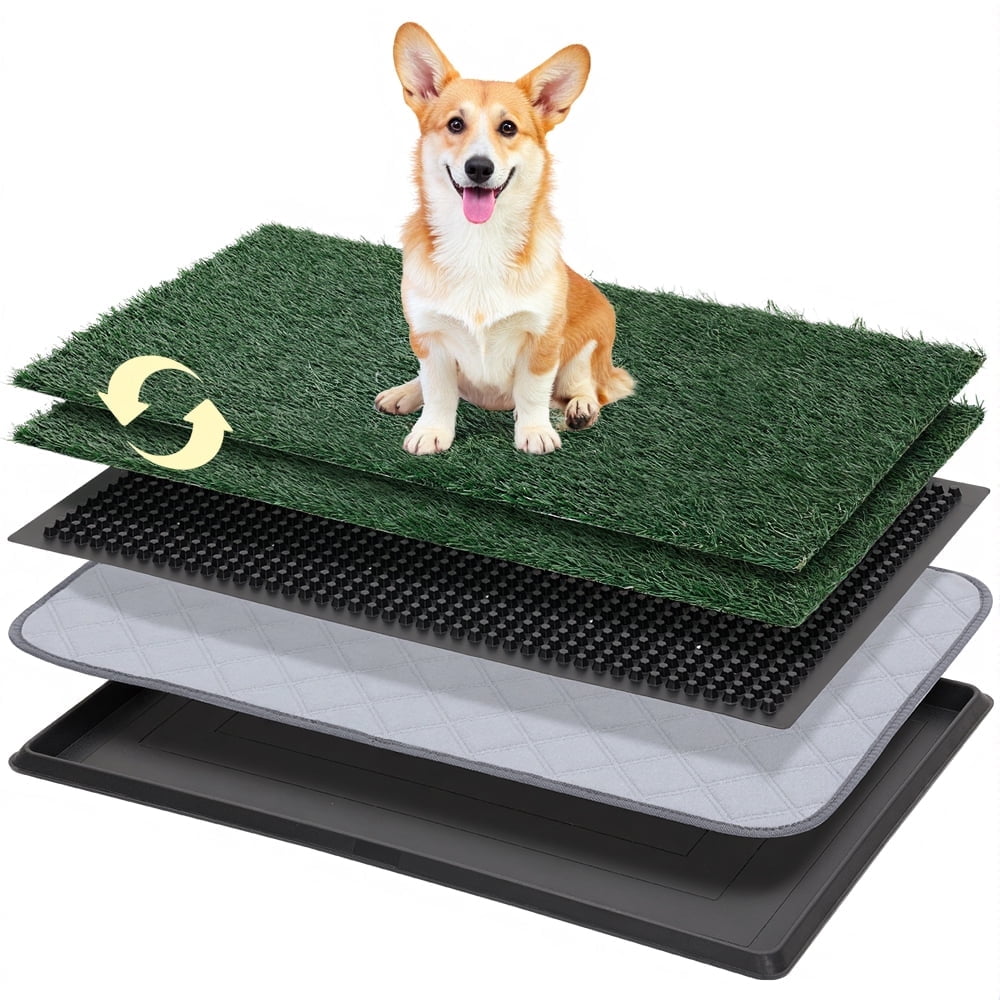 Pet Training Grass Pad, DOMIPET Dog Grass Pad Mat with Tray, Dog Toilet ...