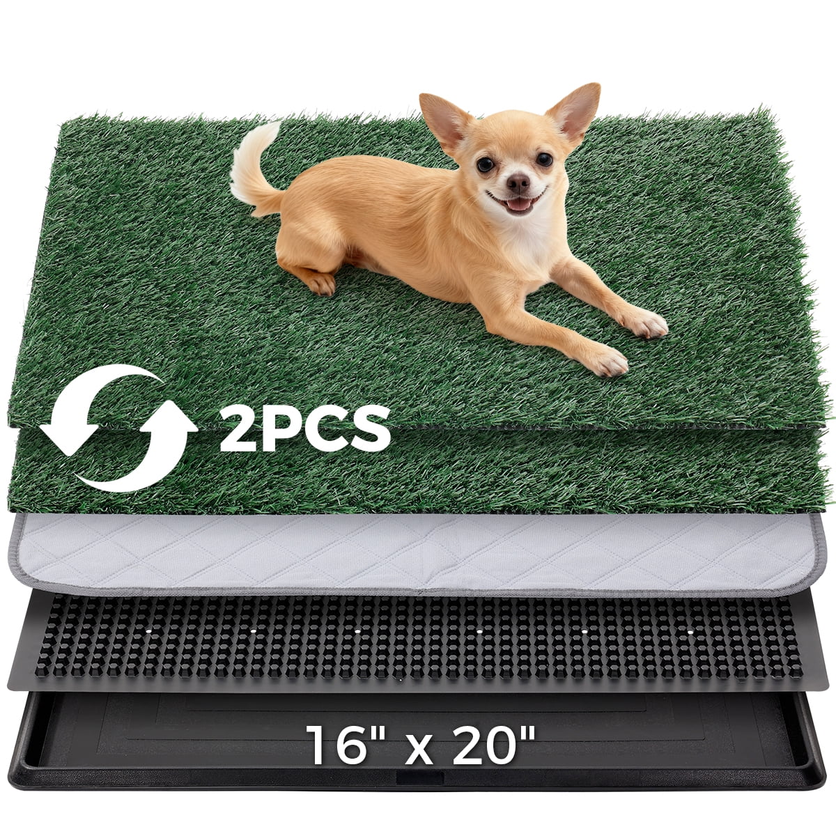 DOMIPET Dog Grass Pad with Tray, 18"x14", 2 Reusable Artificial Turf ...