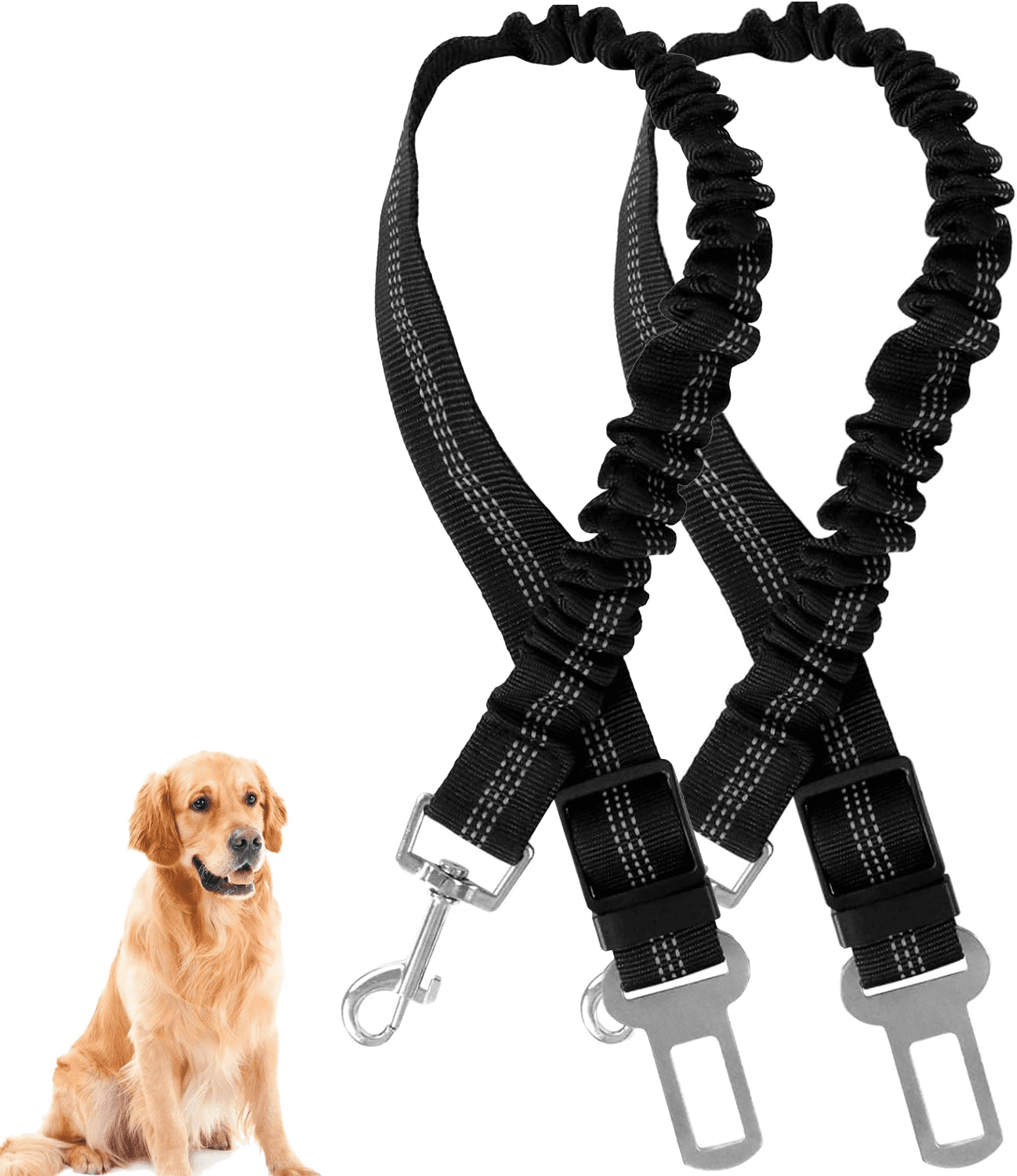 Pet Travel Companion, Dog Seat Belt with Elastic Bungee Buffer, Shock ...