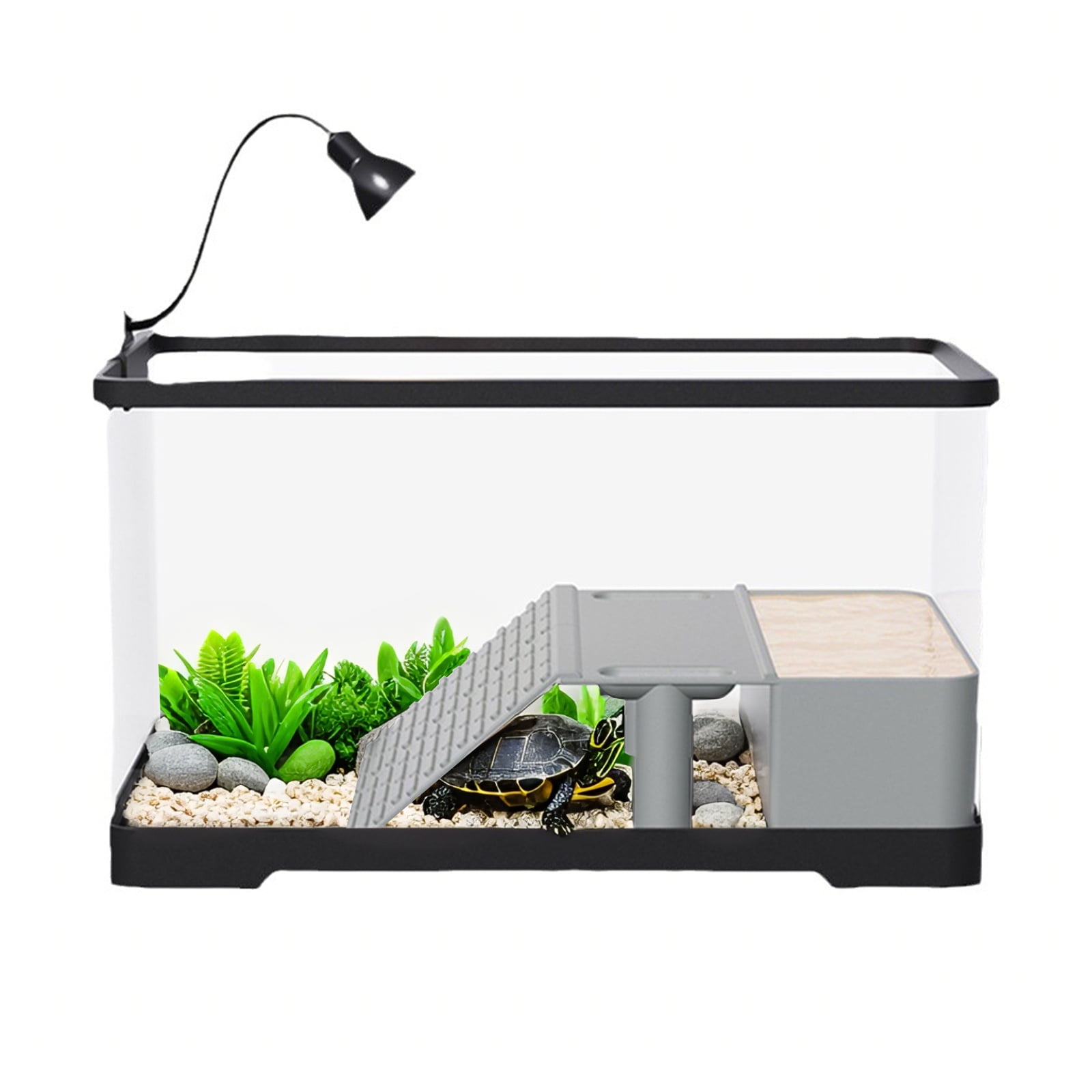 Pet Turtle Tank Habitat Kit, Acrylic Turtle Aquarium With Basking ...