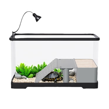Turtle Tank Aquarium, Reptile Terrarium with Basking Platform, Suitable ...