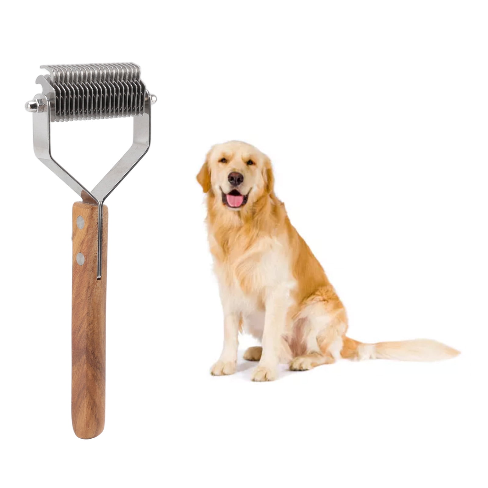 Pet Undercoat Rake, Dog Deshedding Brush Irritation Free Double Row ...