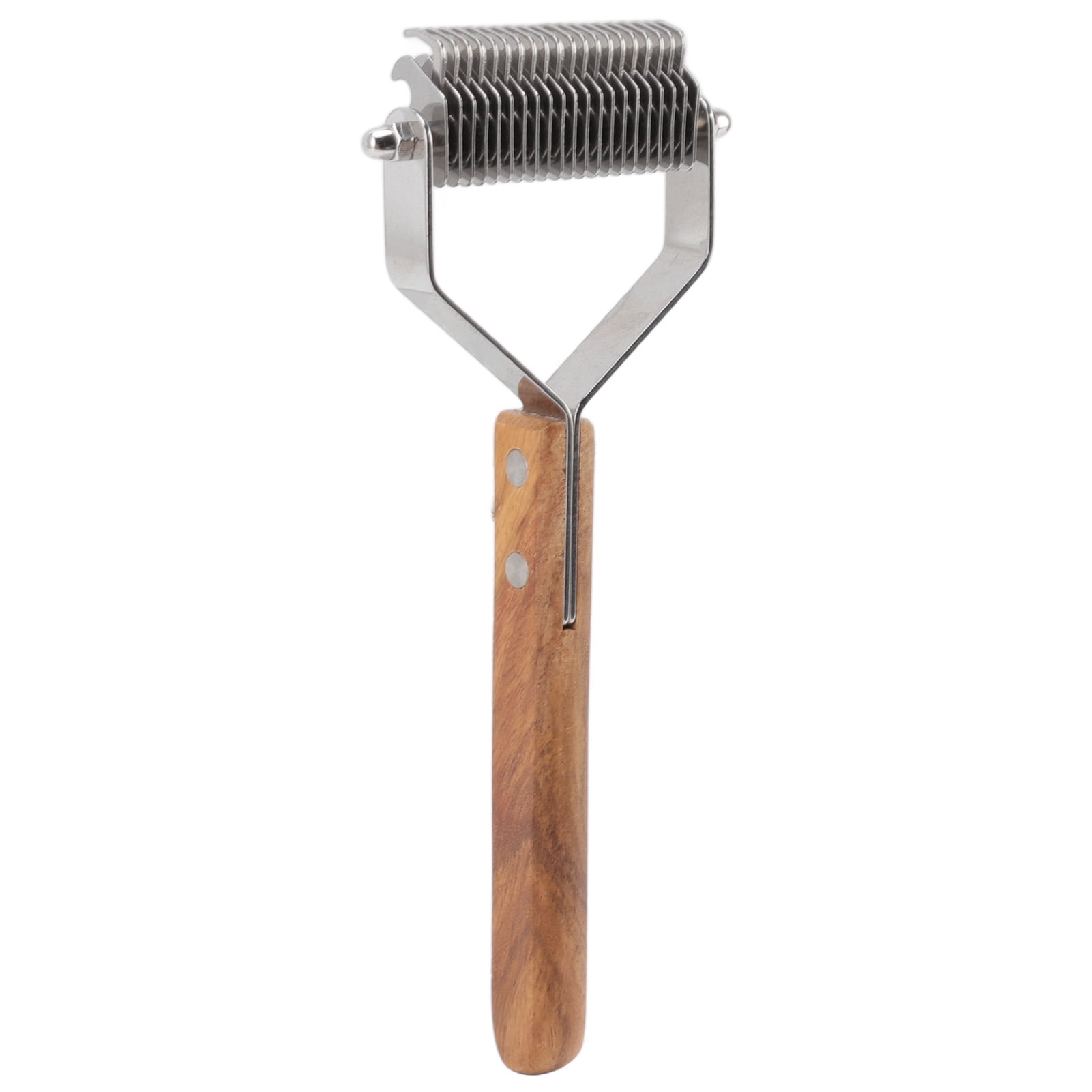 Pet Undercoat Rake Knots Removal Double Row Wood Handle Dog Hair ...