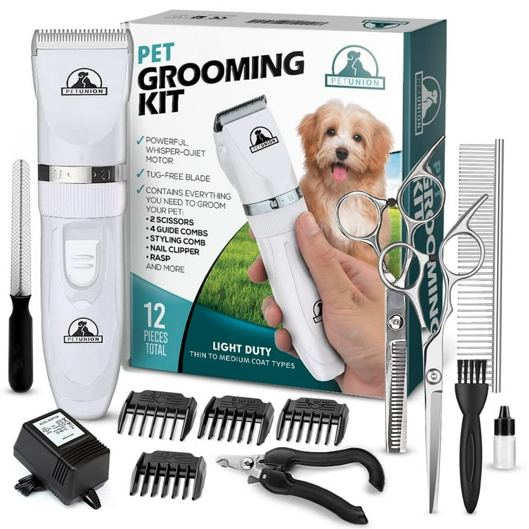 Pet Union Professional Dog Grooming Kit Rechargeable Cordless Pet Grooming Clippers Complete Set of Dog Grooming Tools Low Noise Suitable for Dogs Cats and Other Pets White Walmart