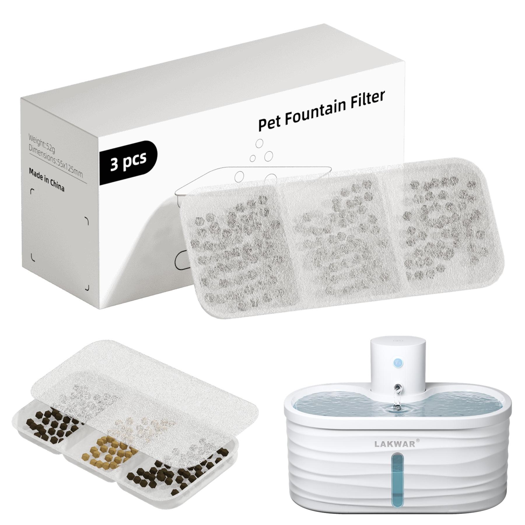 Pet Water Fountain Filters, Replacement for LAKWAR Automatic Cat ...