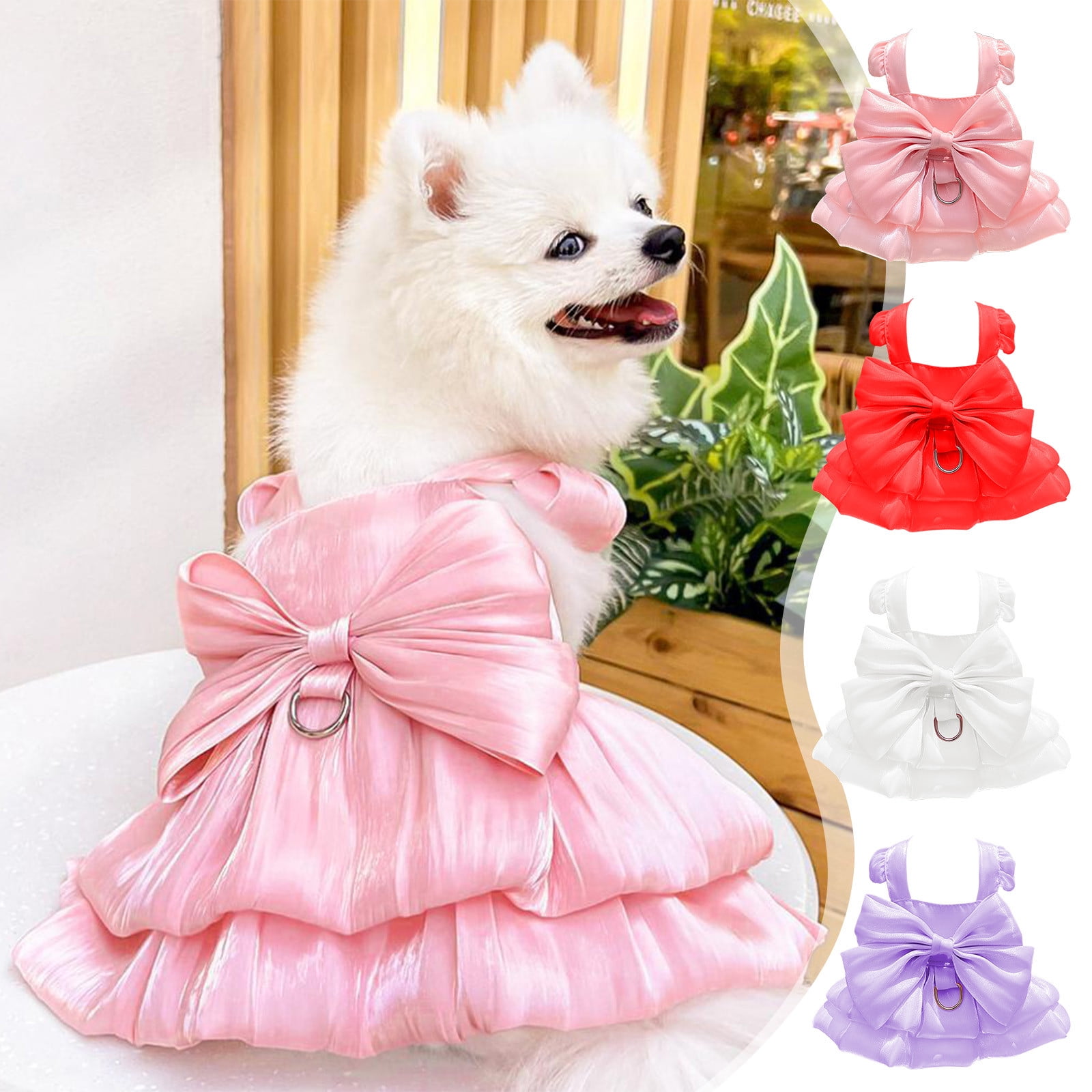 Pet Wedding Dress, Elegant Pet Dress with Leash Hook & Bow Detail ...