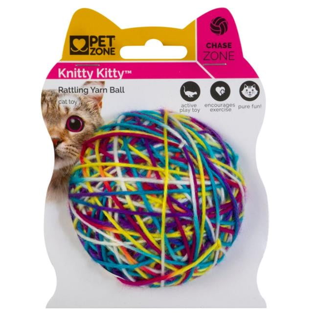 Pet Zone 780824151972 Products Knitty Kitty Rattle Yarn Ball Cat Toy ...