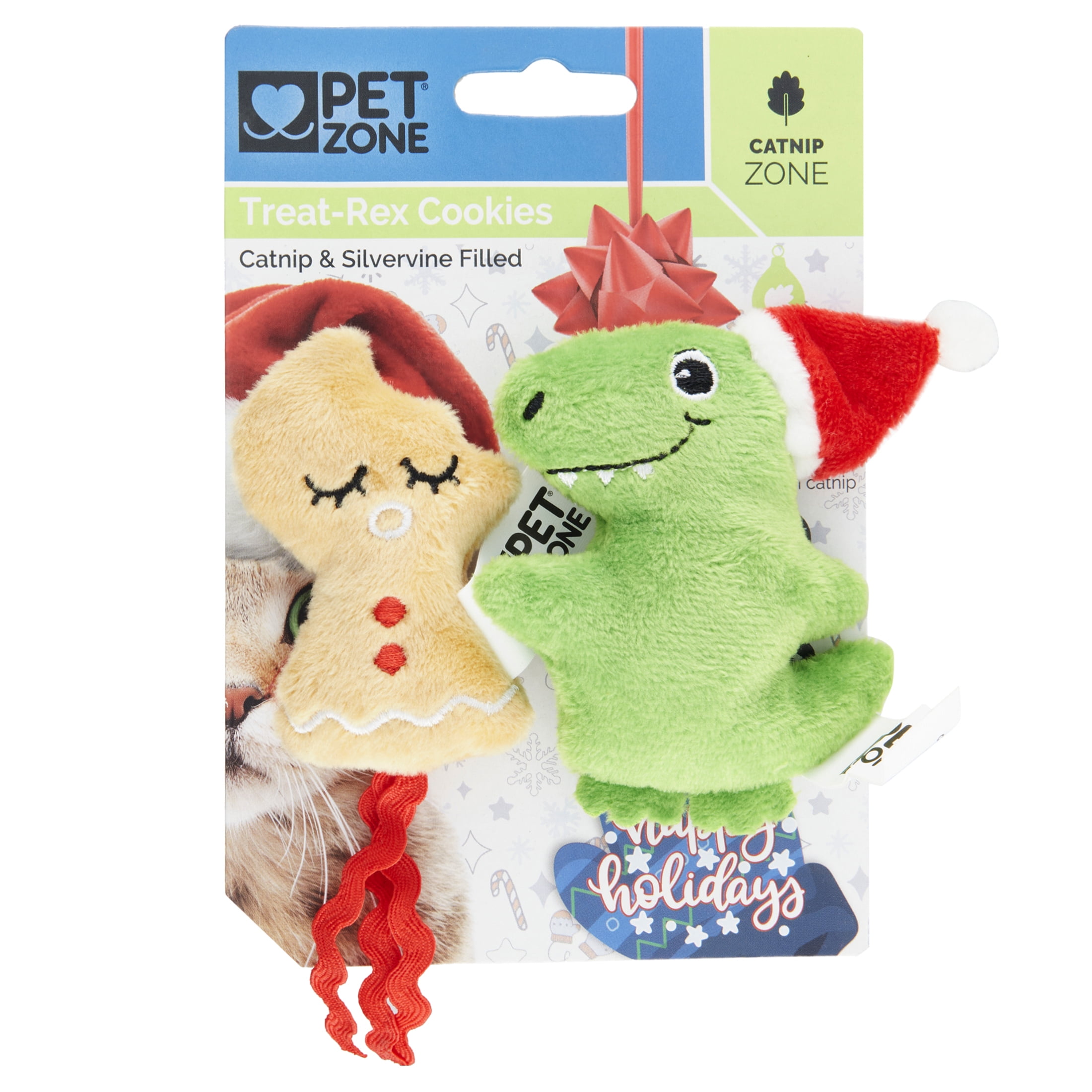 Pet Zone Treat-Rex Plush Catnip Filled Cat Toys for Cats and Kittens, 2 ...